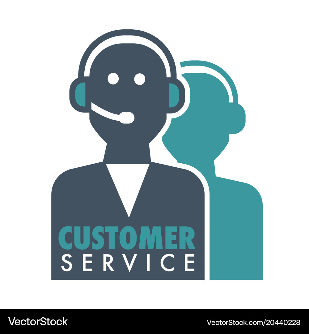 Customer service promotional emblem with human Vector Image