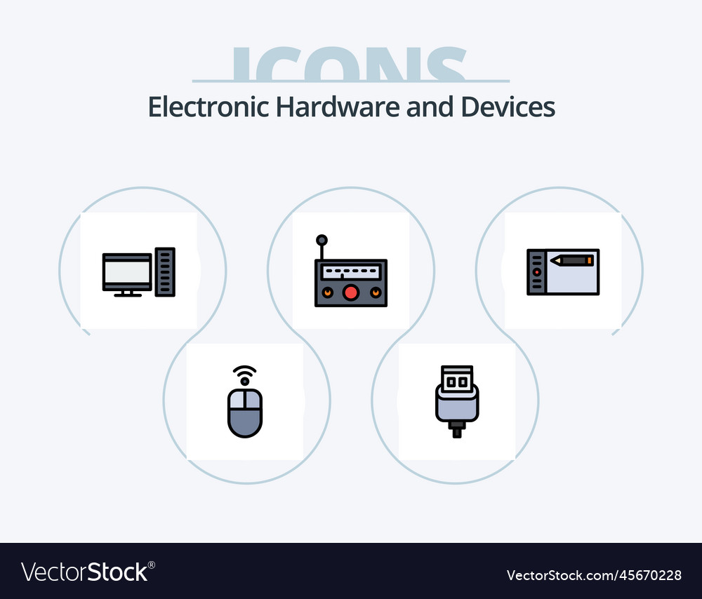 Devices line filled icon pack 5 icon design Vector Image
