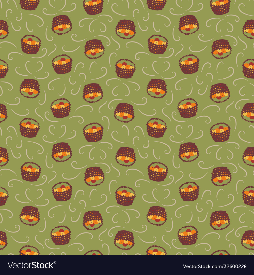 Fruit baskets seamless pattern Royalty Free Vector Image