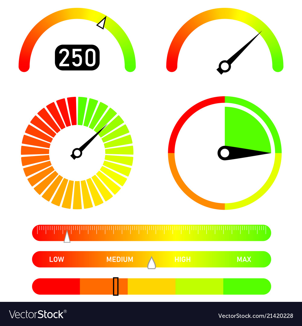 Gauges set credit score indicators Royalty Free Vector Image