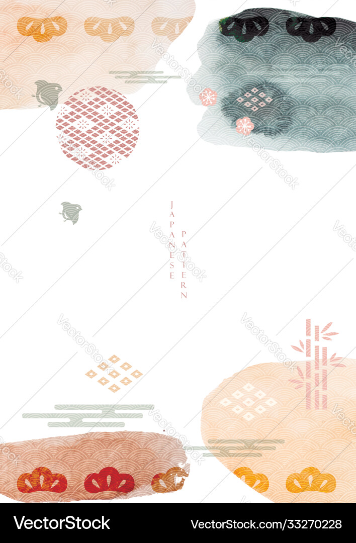 Japanese template with watercolor texture Vector Image