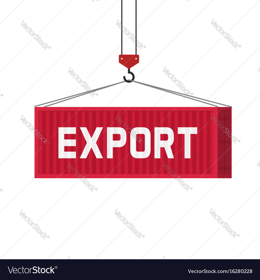Large shipping container with export text loading Vector Image