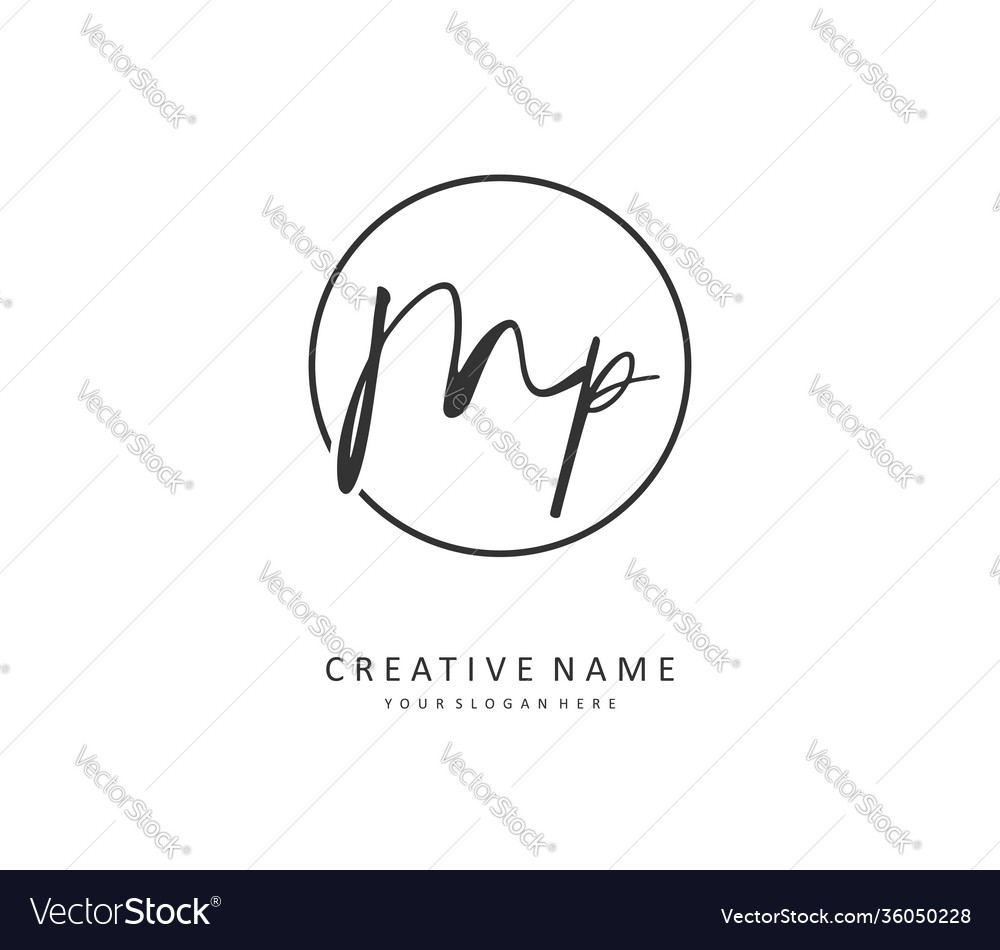 Mp initial letter handwriting and signature logo Vector Image