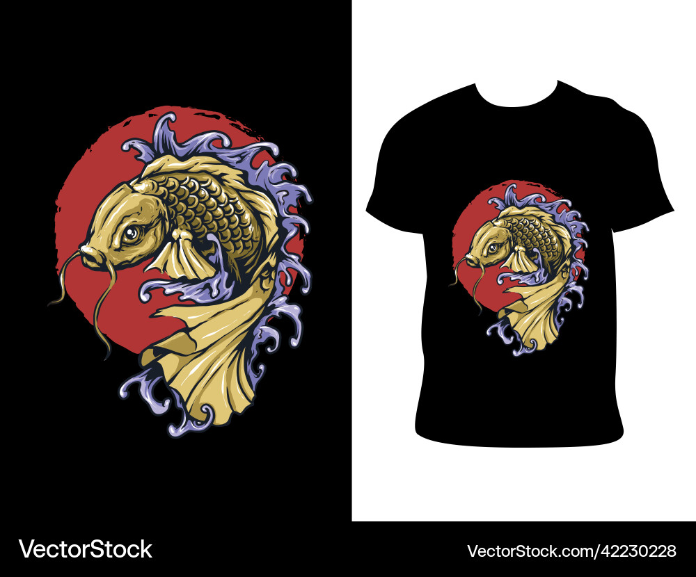 Punk fish with t shirt design Royalty Free Vector Image