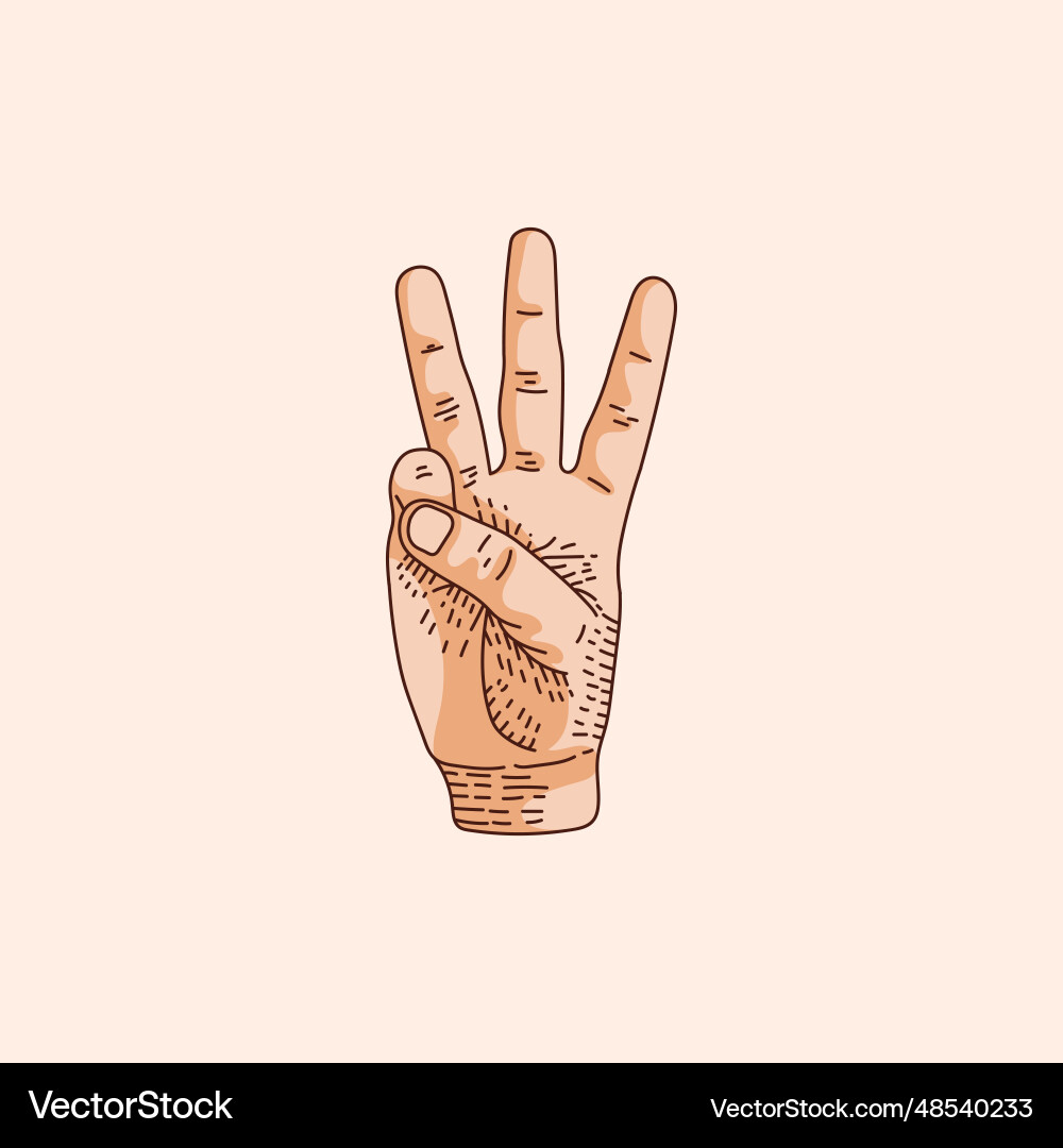 3 or three number logo in a deaf-mute hand gesture