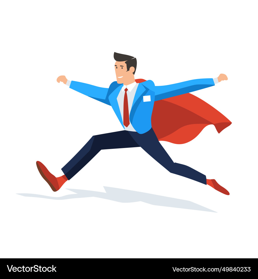 A businessman with red cape is running Royalty Free Vector