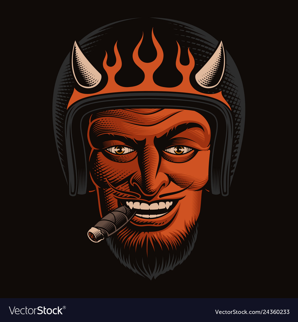 A devil biker Royalty Free Vector Image - VectorStock