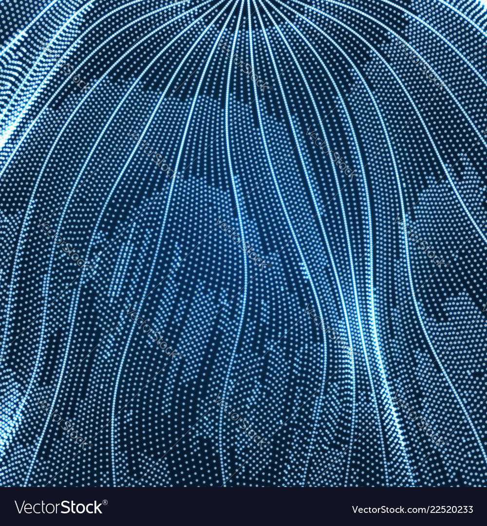 Array with dynamic particles 3d futuristic Vector Image