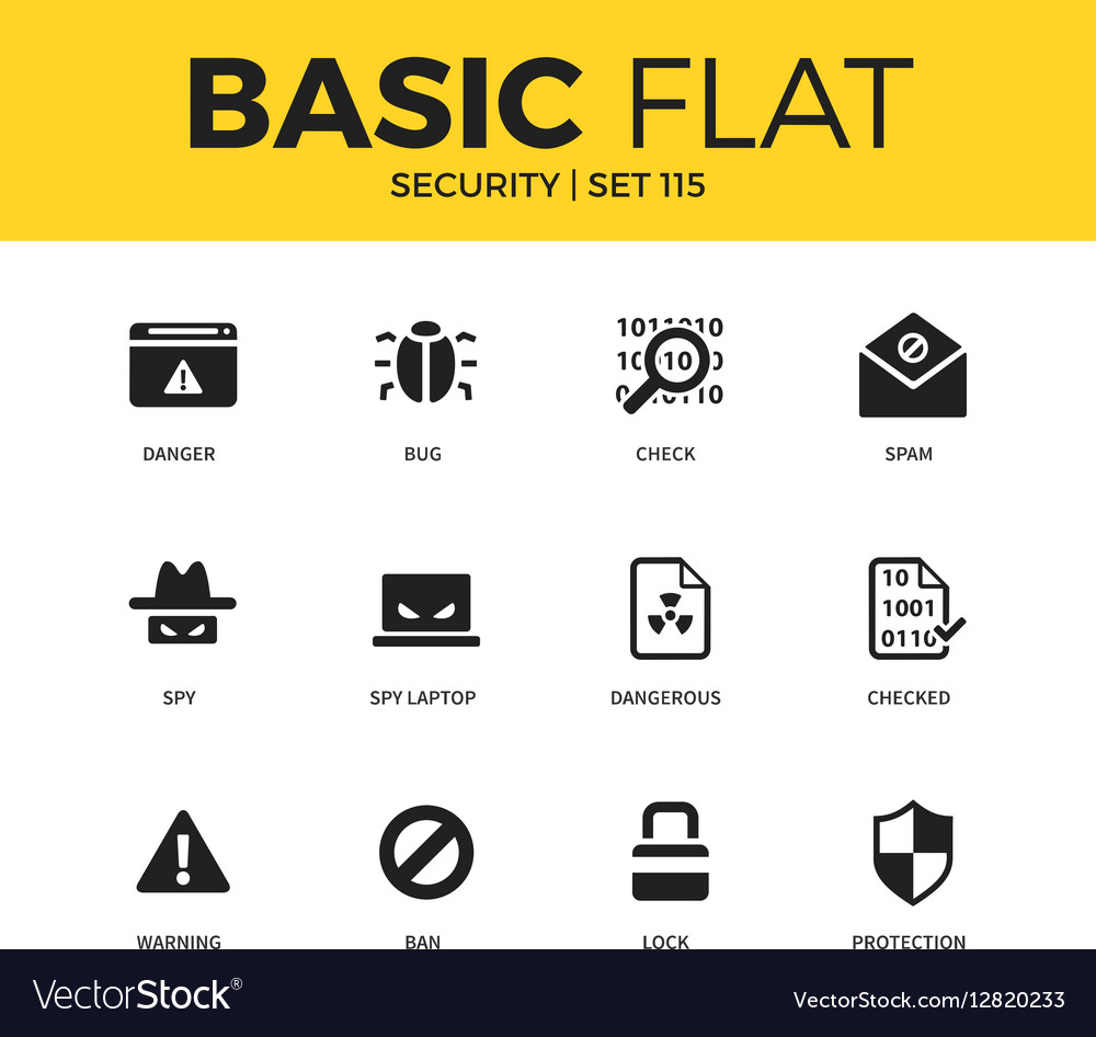 Basic set of security icons Royalty Free Vector Image