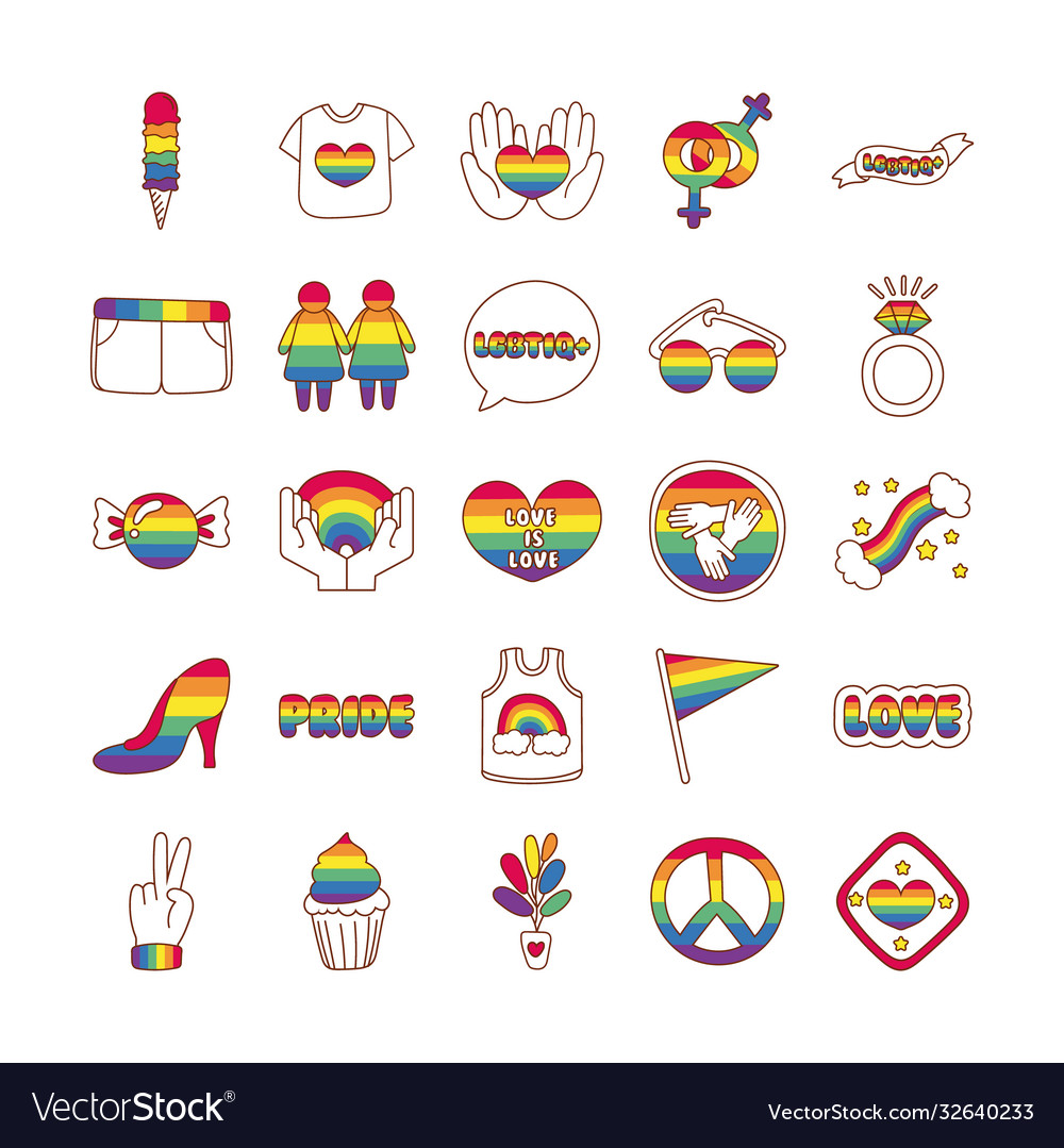 Bundle lgbtq set icons Royalty Free Vector Image