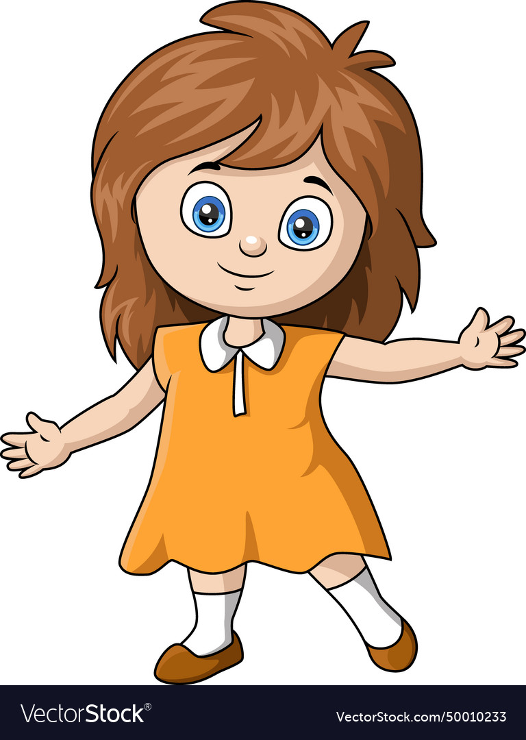 Cute little girl cartoon on white background Vector Image