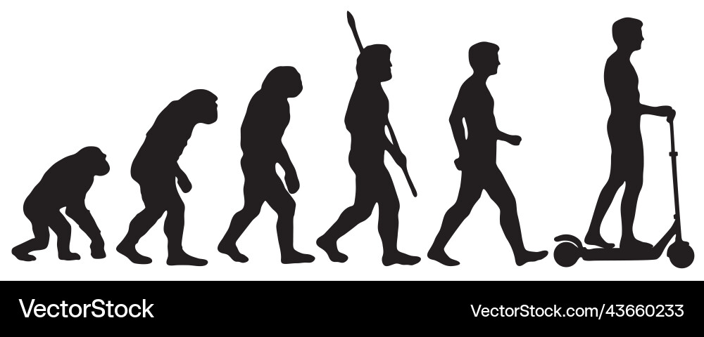 Evolution of the human from darwin to scooter Vector Image