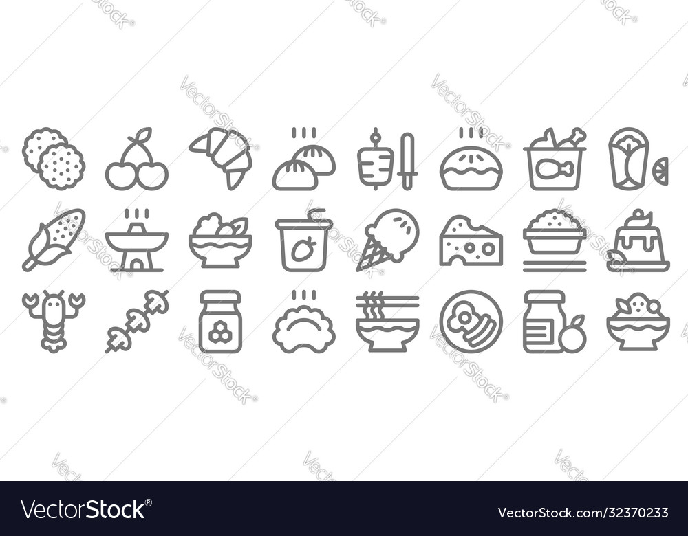 Gastronomy line icons linear set quality line set Vector Image