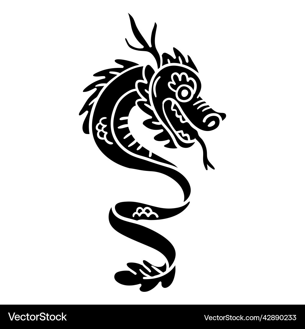 Hand drawn chinese dragon black high quality Vector Image