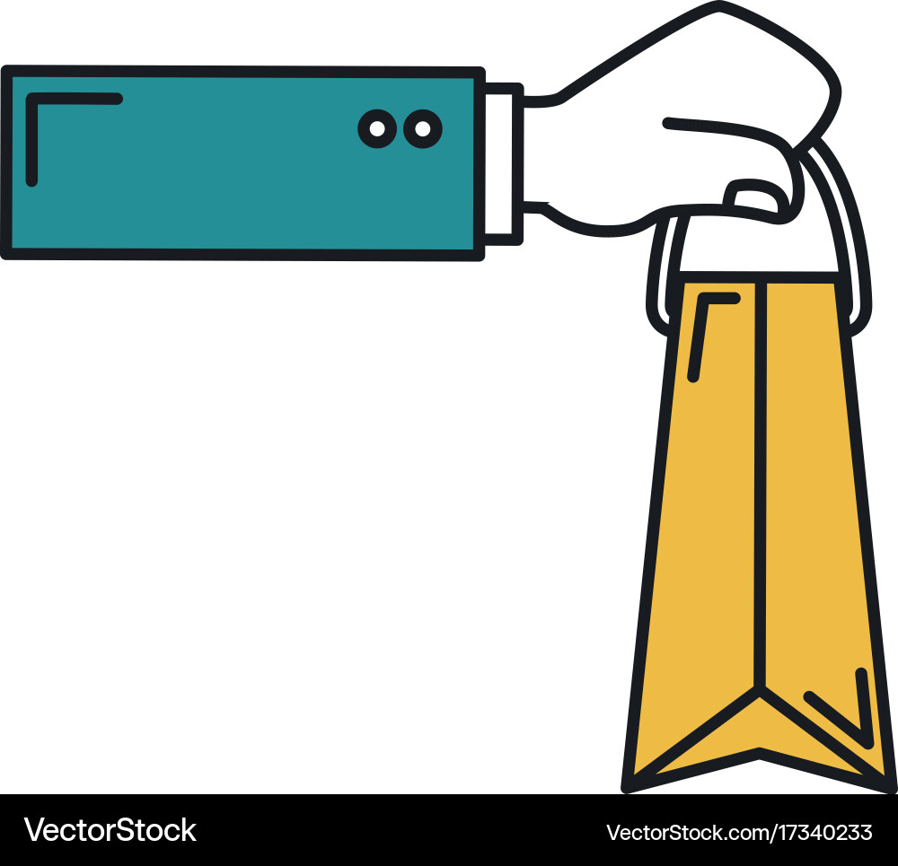 Hand human with shopping bag isolated icon Vector Image