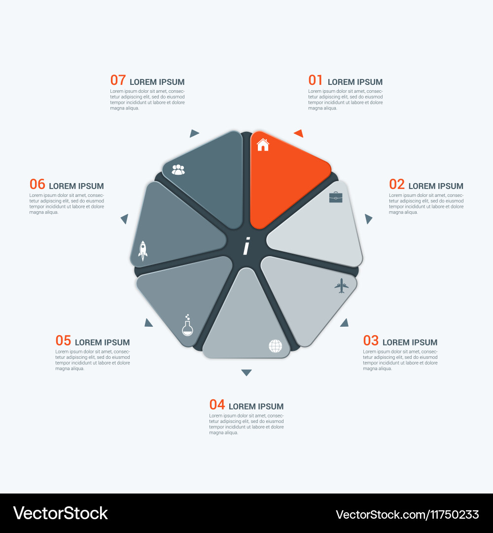 Infographic template with heptagon 7 options Vector Image