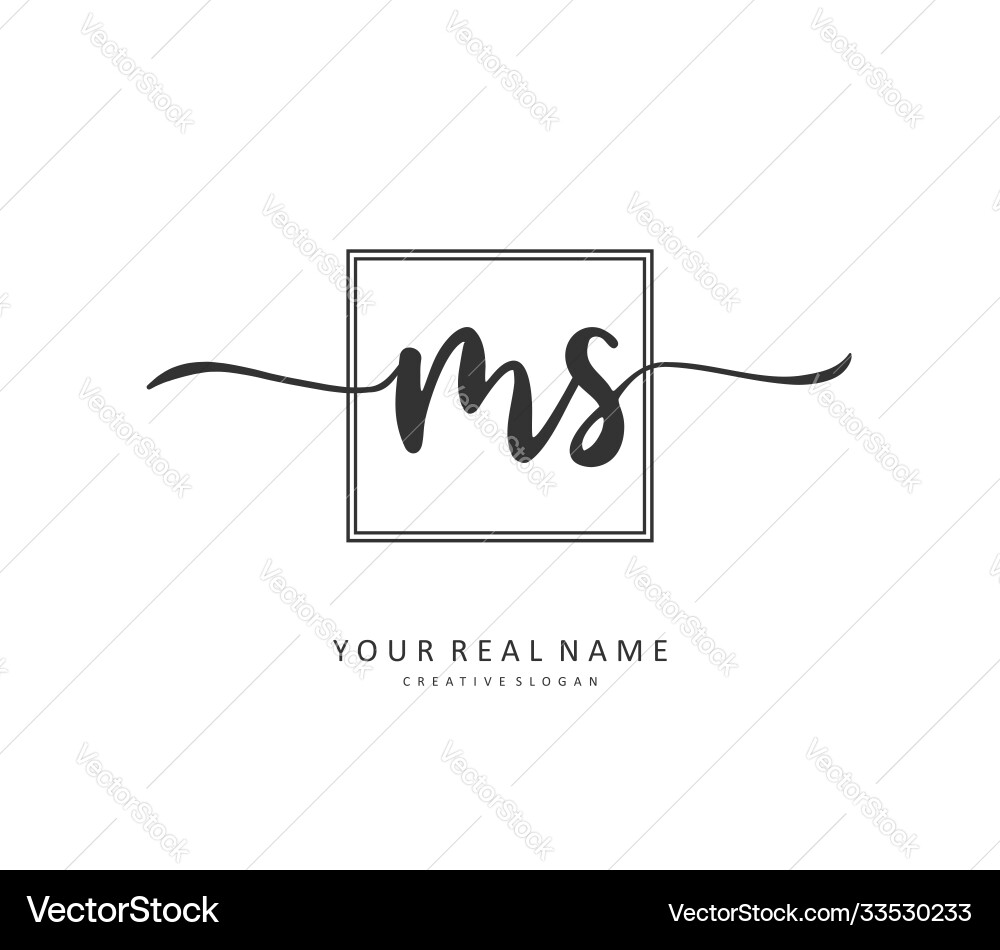 M s ms initial letter handwriting and signature Vector Image
