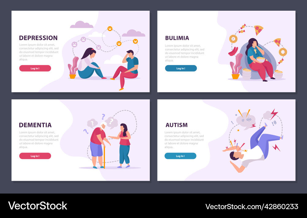 Mental disorders 2x2 design concept Royalty Free Vector