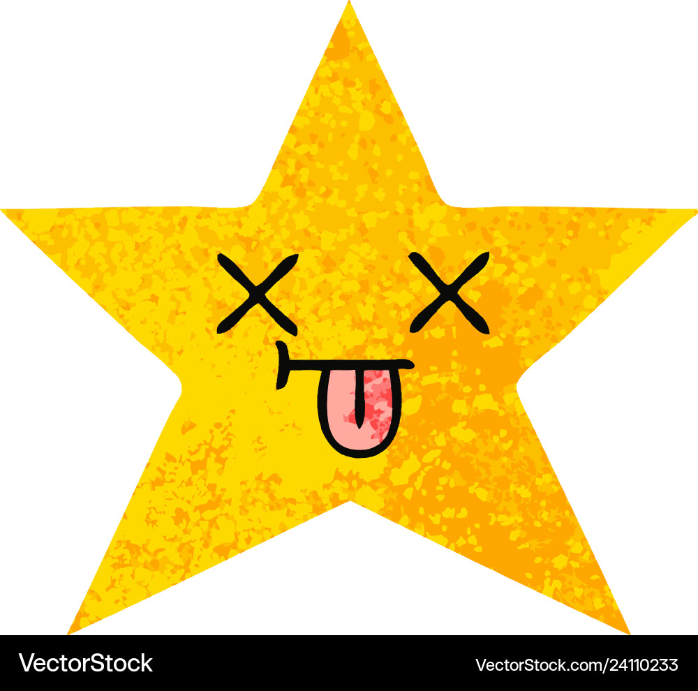 Retro style cartoon gold star Royalty Free Vector Image