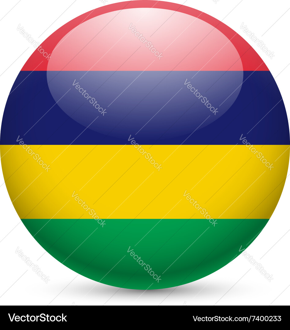 Round glossy icon of mauritius Royalty Free Vector Image