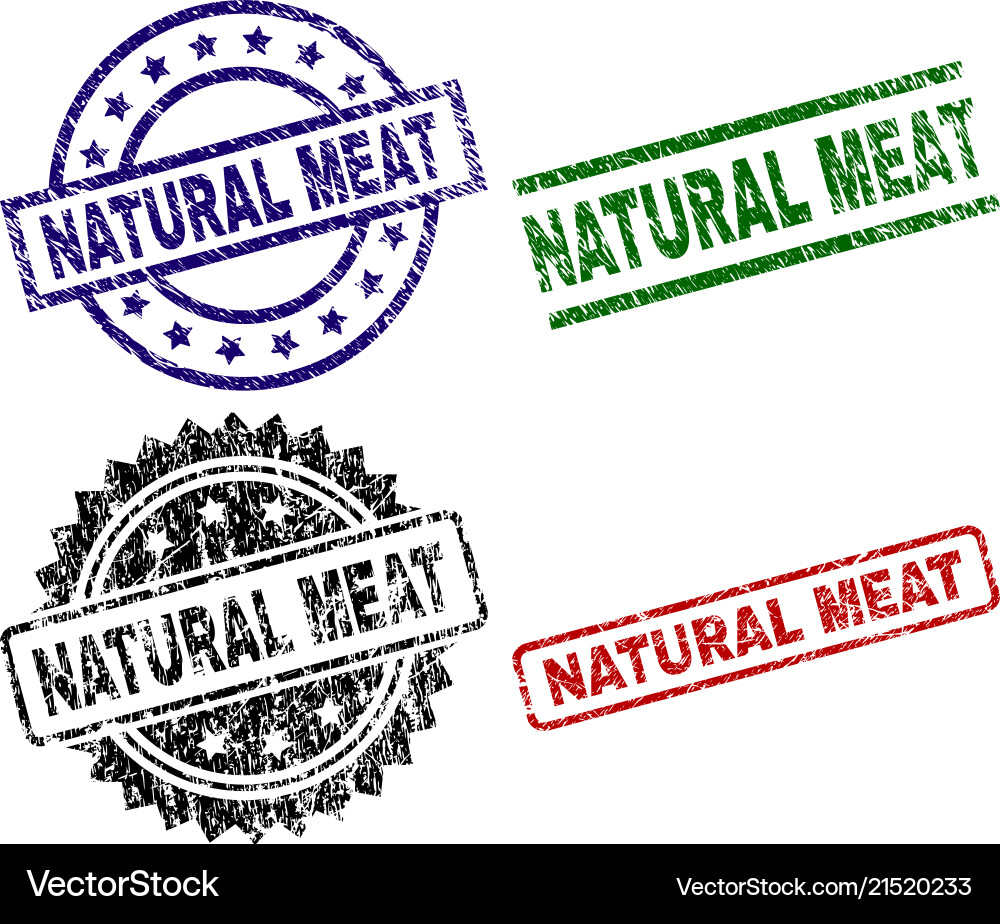 Scratched textured natural meat stamp seals Vector Image