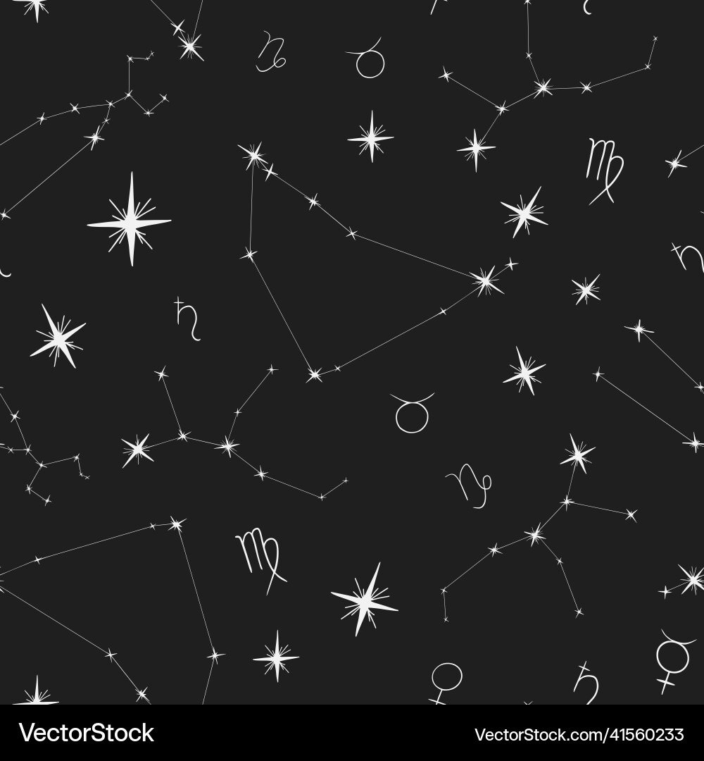 Seamless pattern of celestials earth zodiac Vector Image