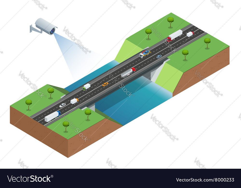 Security camera detects movement traffic Vector Image