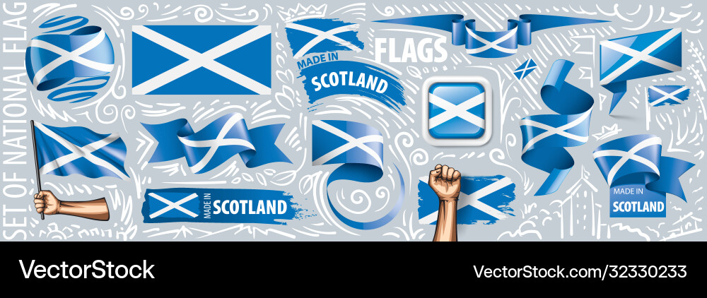 Set national flag scotland in Royalty Free Vector Image