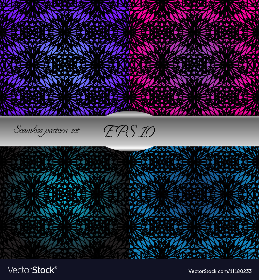 Set of elegant seamless patterns with floral Vector Image