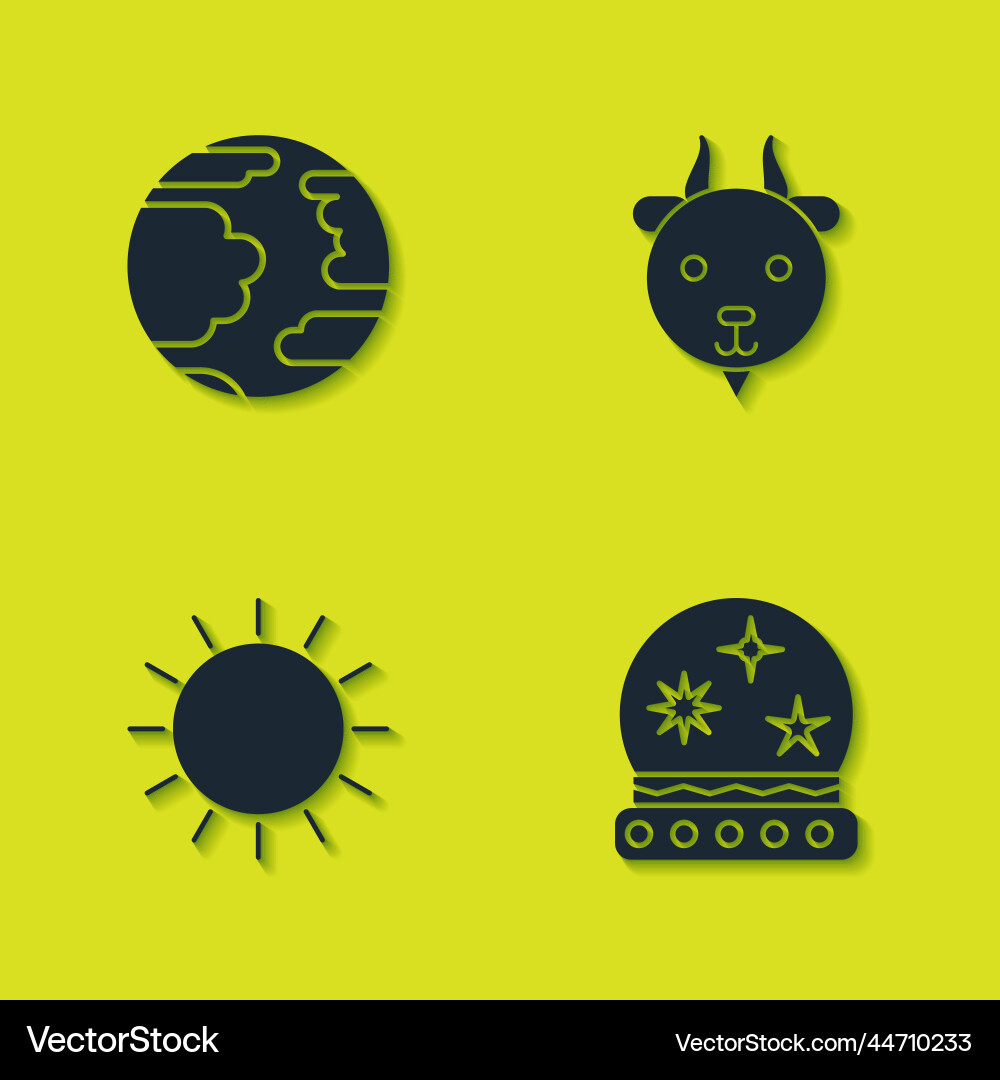 Set planet mercury magic ball sun and aries Vector Image