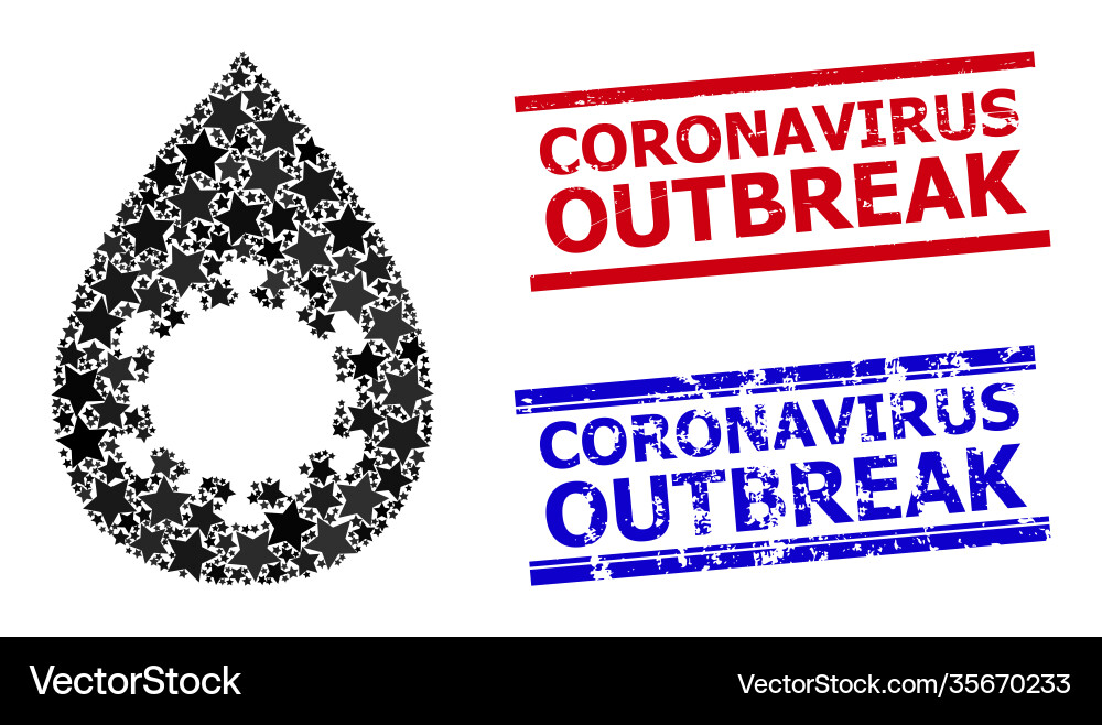 Virus drop star mosaic and coronavirus outbreak Vector Image
