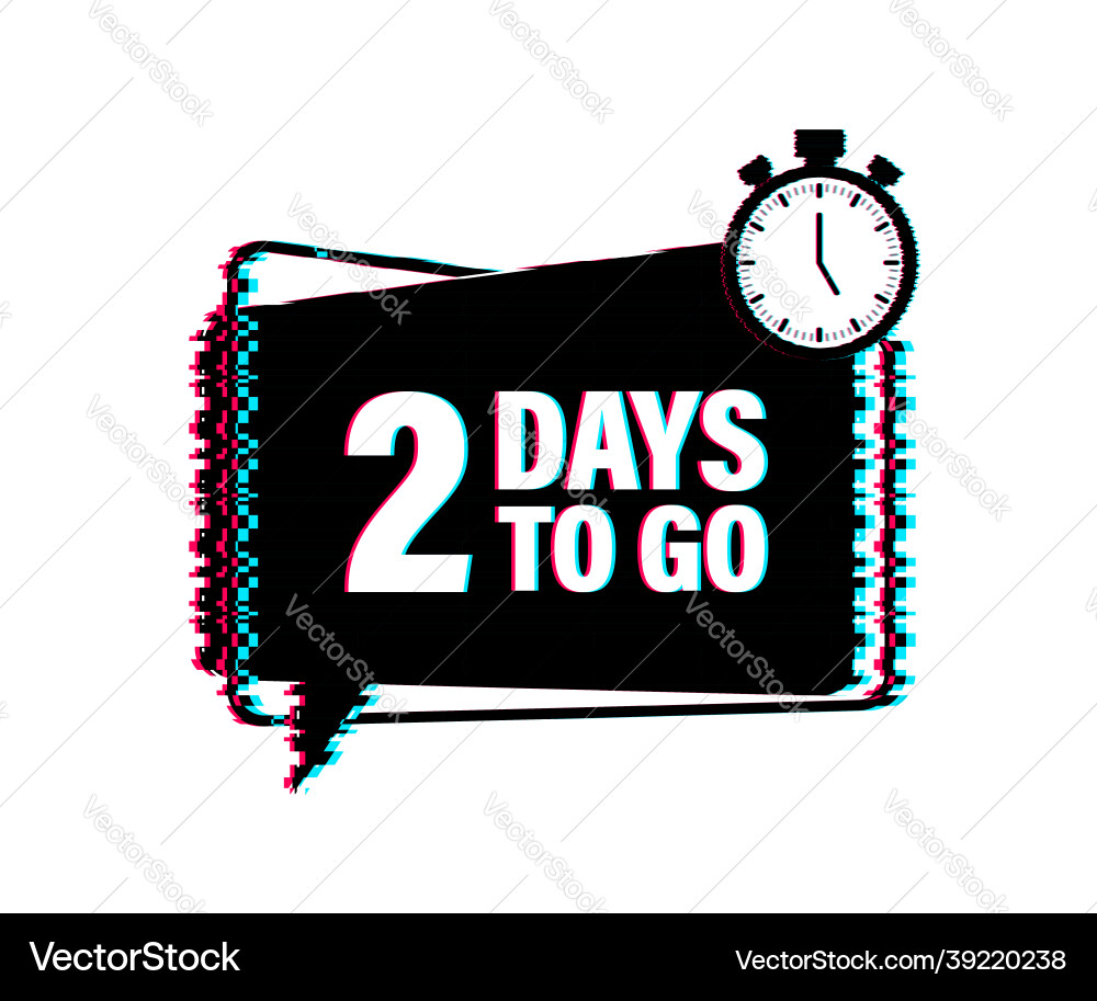 2 days to go glitch style icon Royalty Free Vector Image