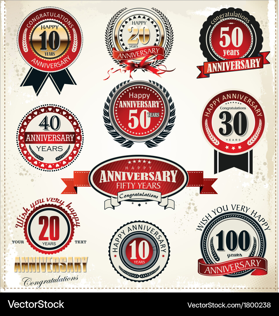 Anniversary sign collection retro design Vector Image