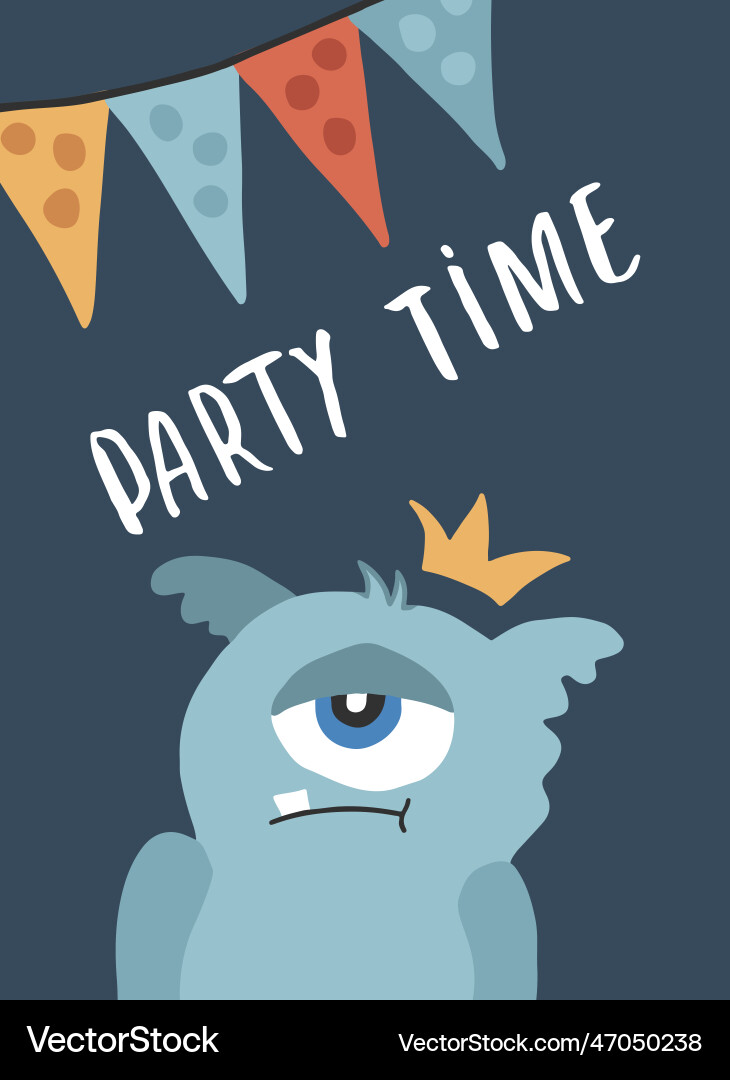 Cute monster birthday greeting card Royalty Free Vector