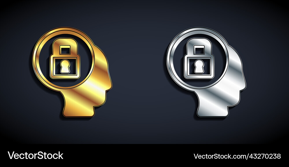 Gold and silver lock icon isolated on black Vector Image