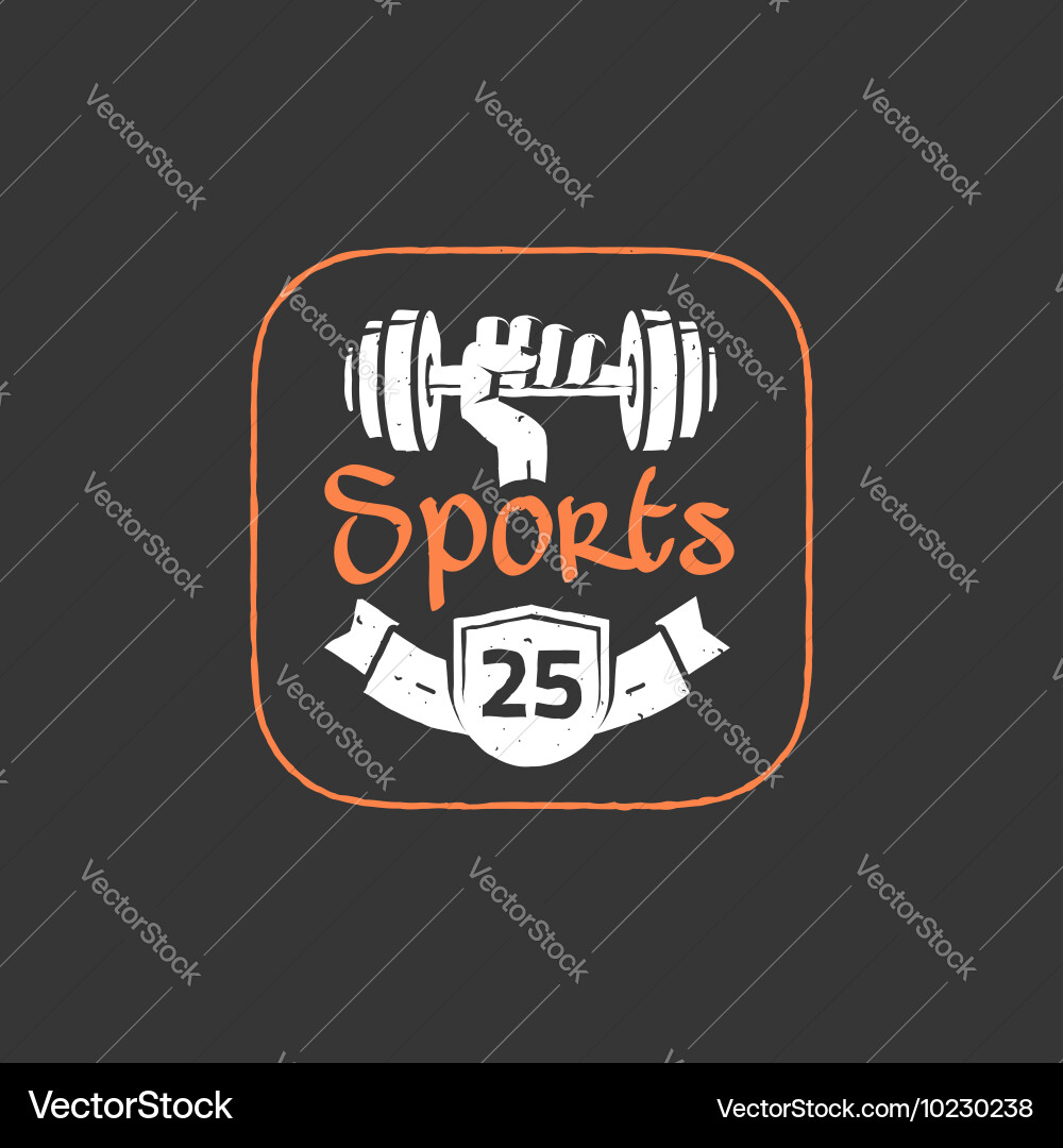 Gym workout logo emblem isolated on dark Vector Image