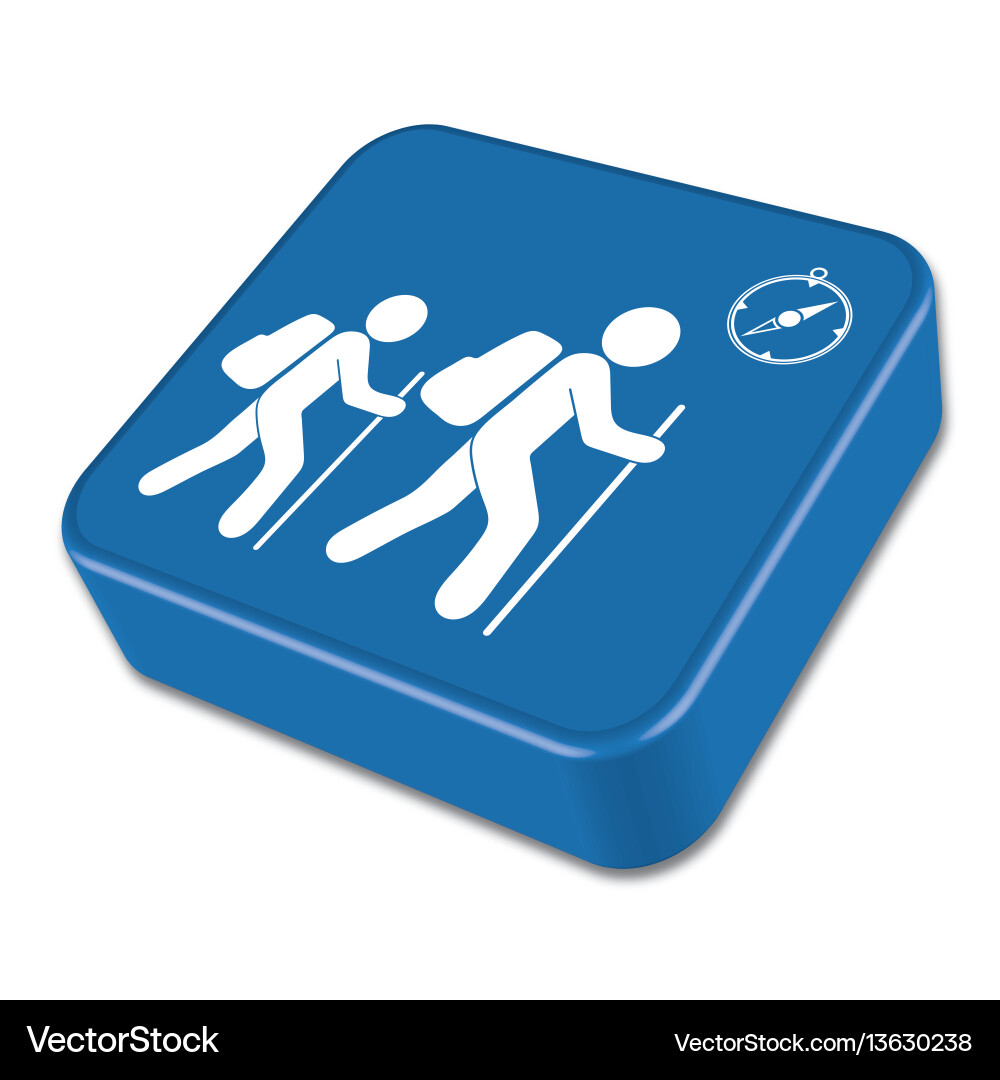 Hiking tourists with compass icon Royalty Free Vector Image