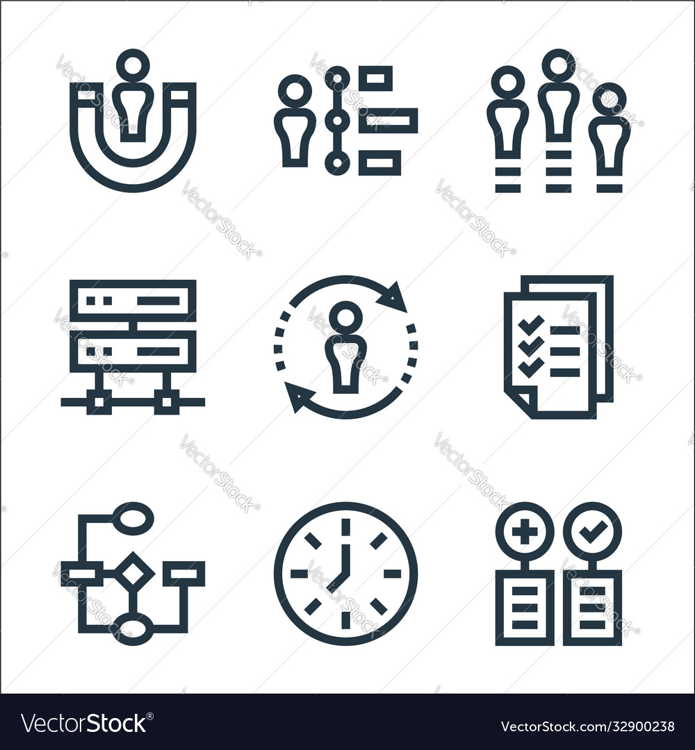 Management line icons linear set quality line set Vector Image