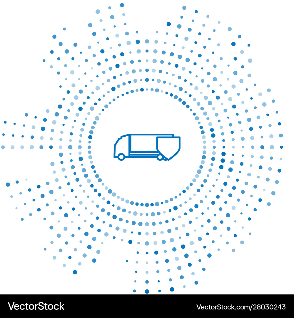 Blue line delivery cargo truck with shield icon Vector Image
