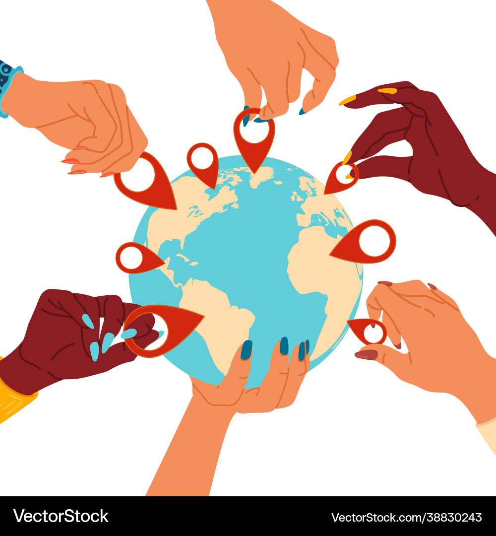 Choice location in your hands people marking Vector Image