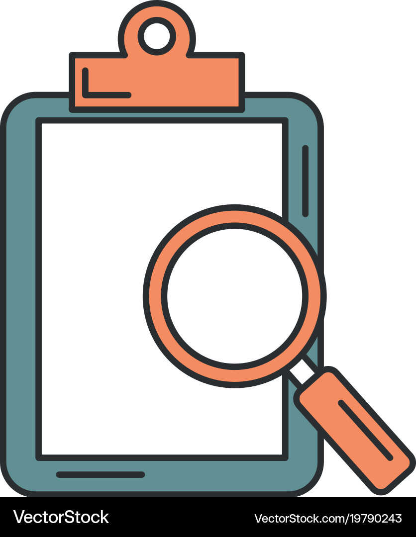 Clipboard paper with magnifying glass Royalty Free Vector