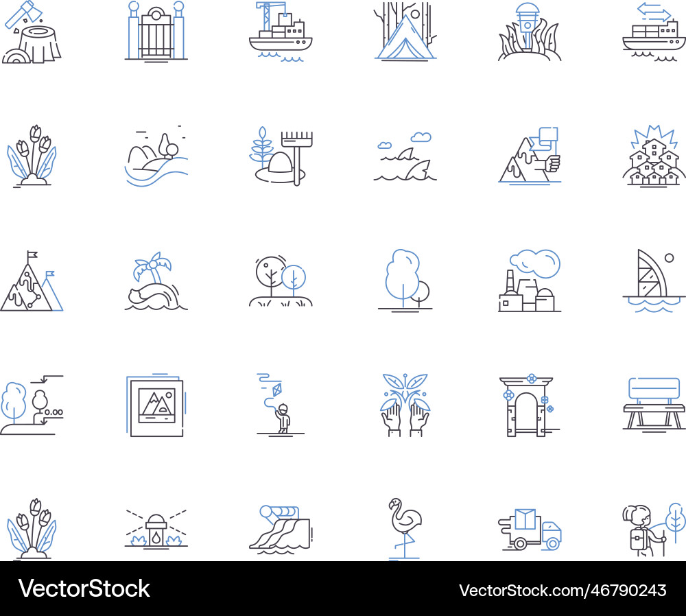 Coastal cliffs line icons collection scenic Vector Image
