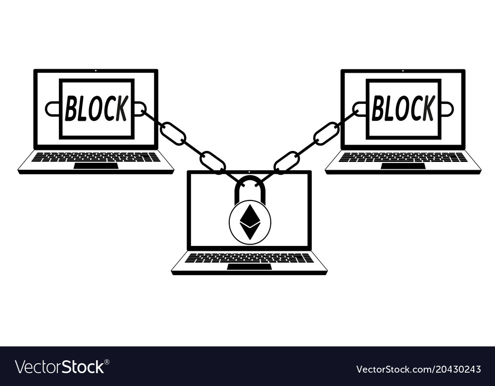 Ethereum block chain technology Royalty Free Vector Image