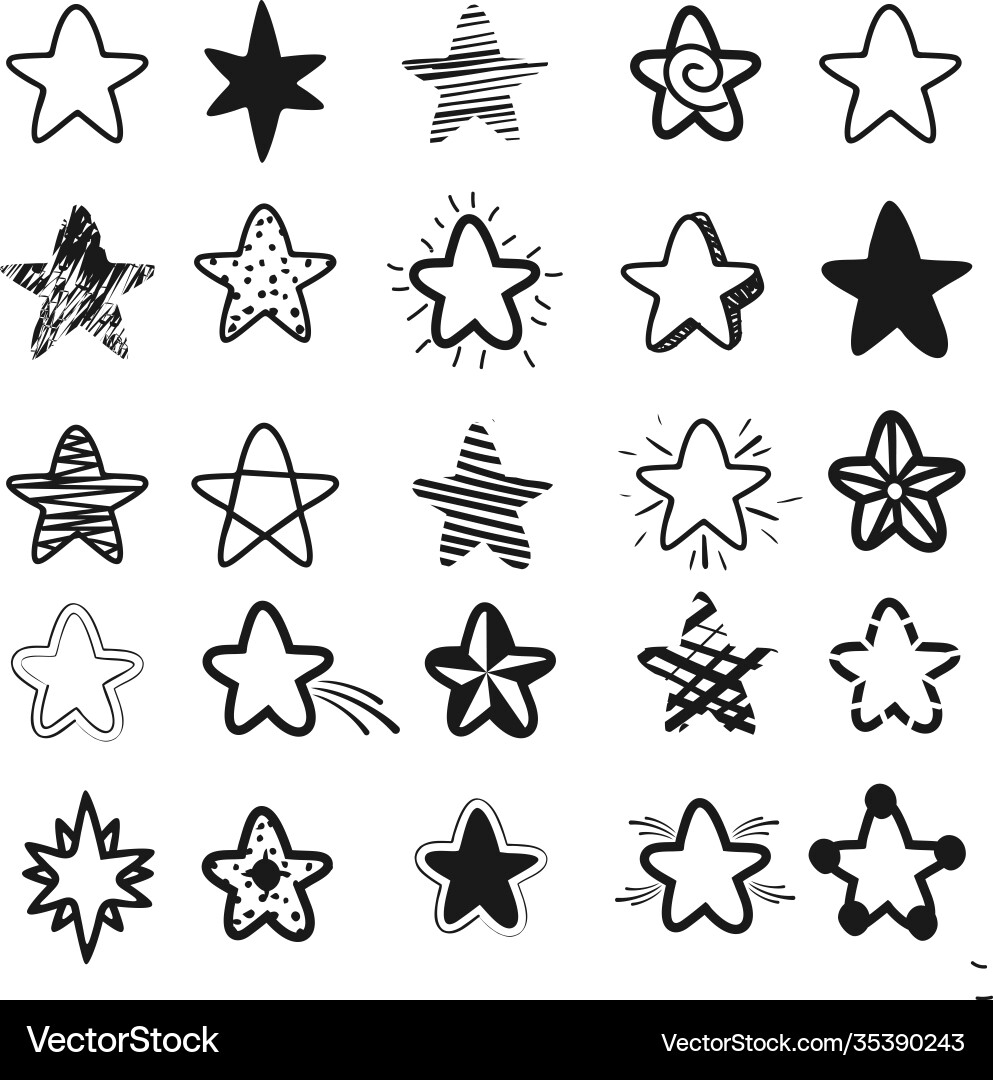 Hand drawn stars doodle drawing star concept Vector Image