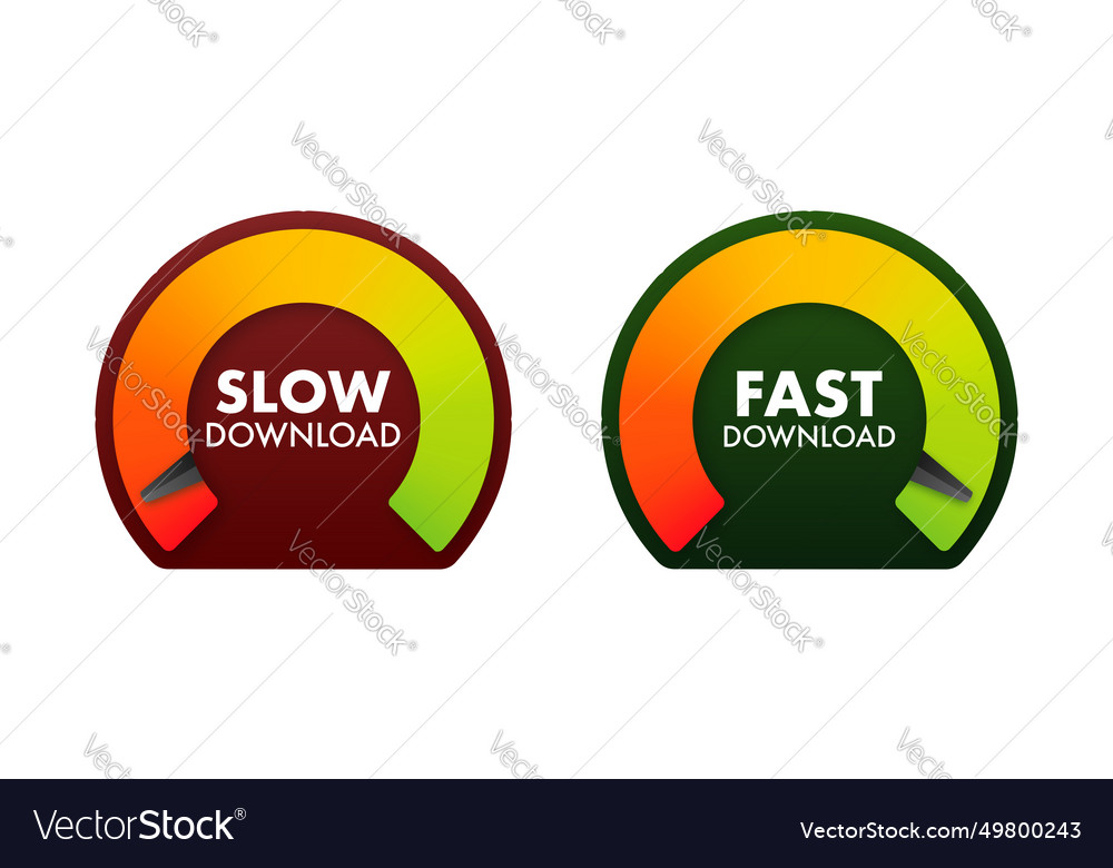 Internet speedometer concept with slow and fast Vector Image