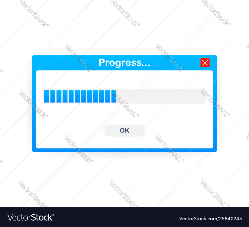 Loading data window with progress bar on white Vector Image
