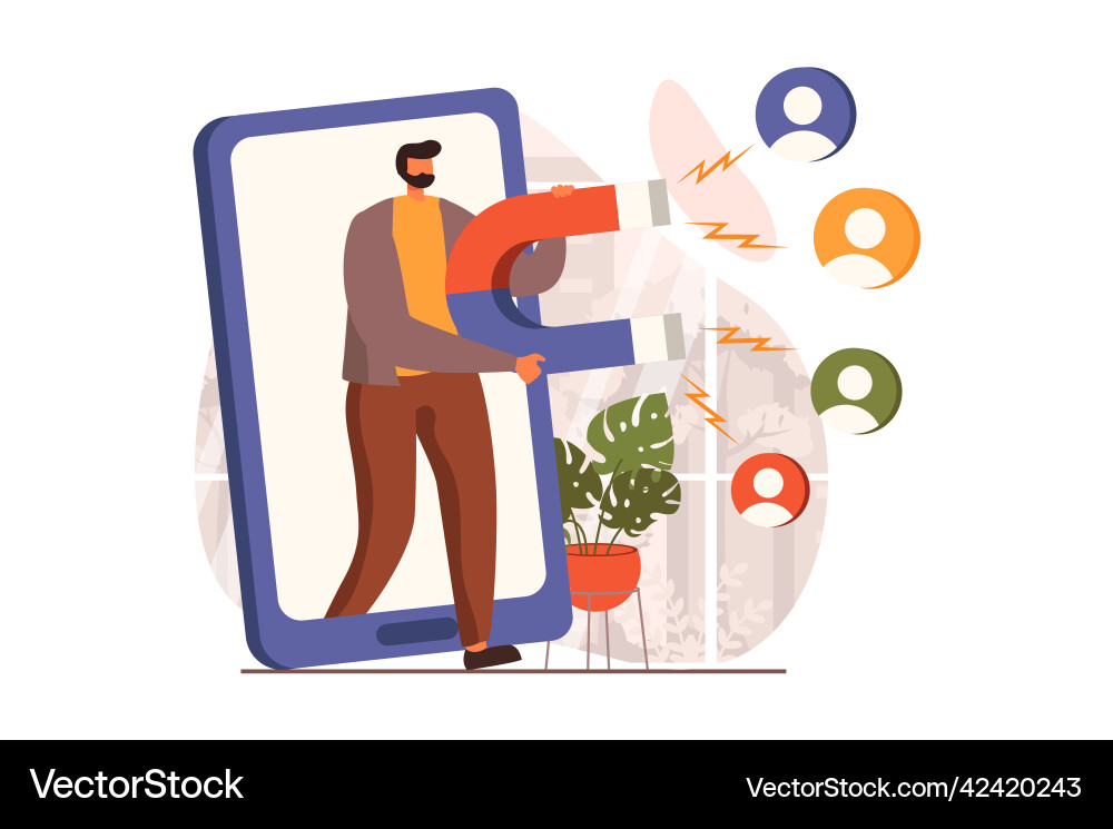 Marketing web concept in flat design man holding Vector Image