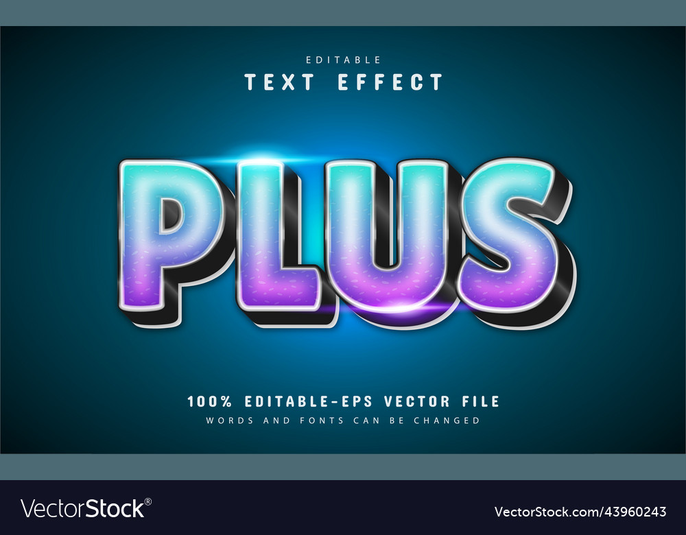 Plus text effect with gradient Royalty Free Vector Image