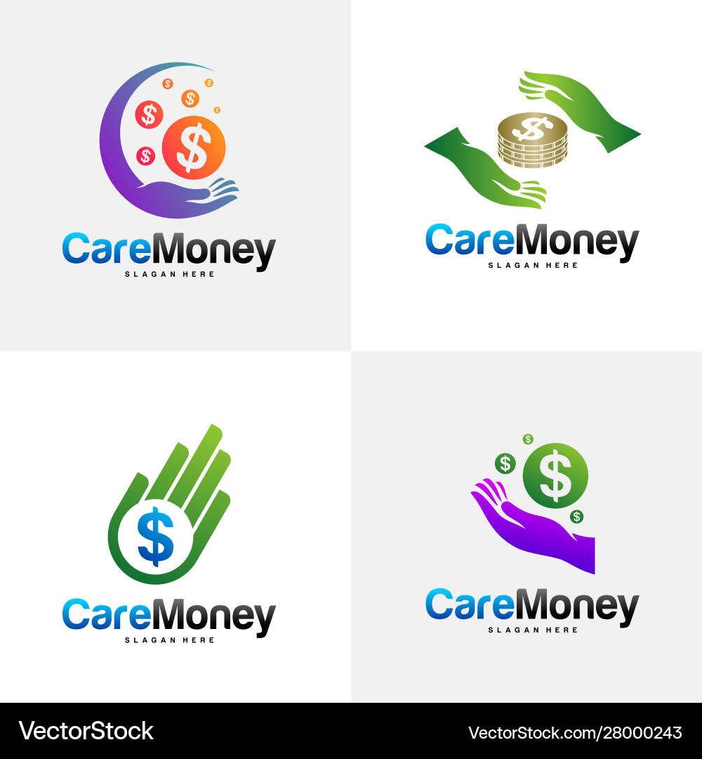 Set money care logo design concept Royalty Free Vector Image