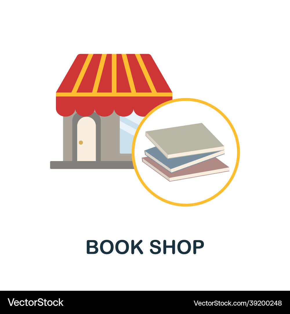 Book shop flat icon colored sign from small Vector Image